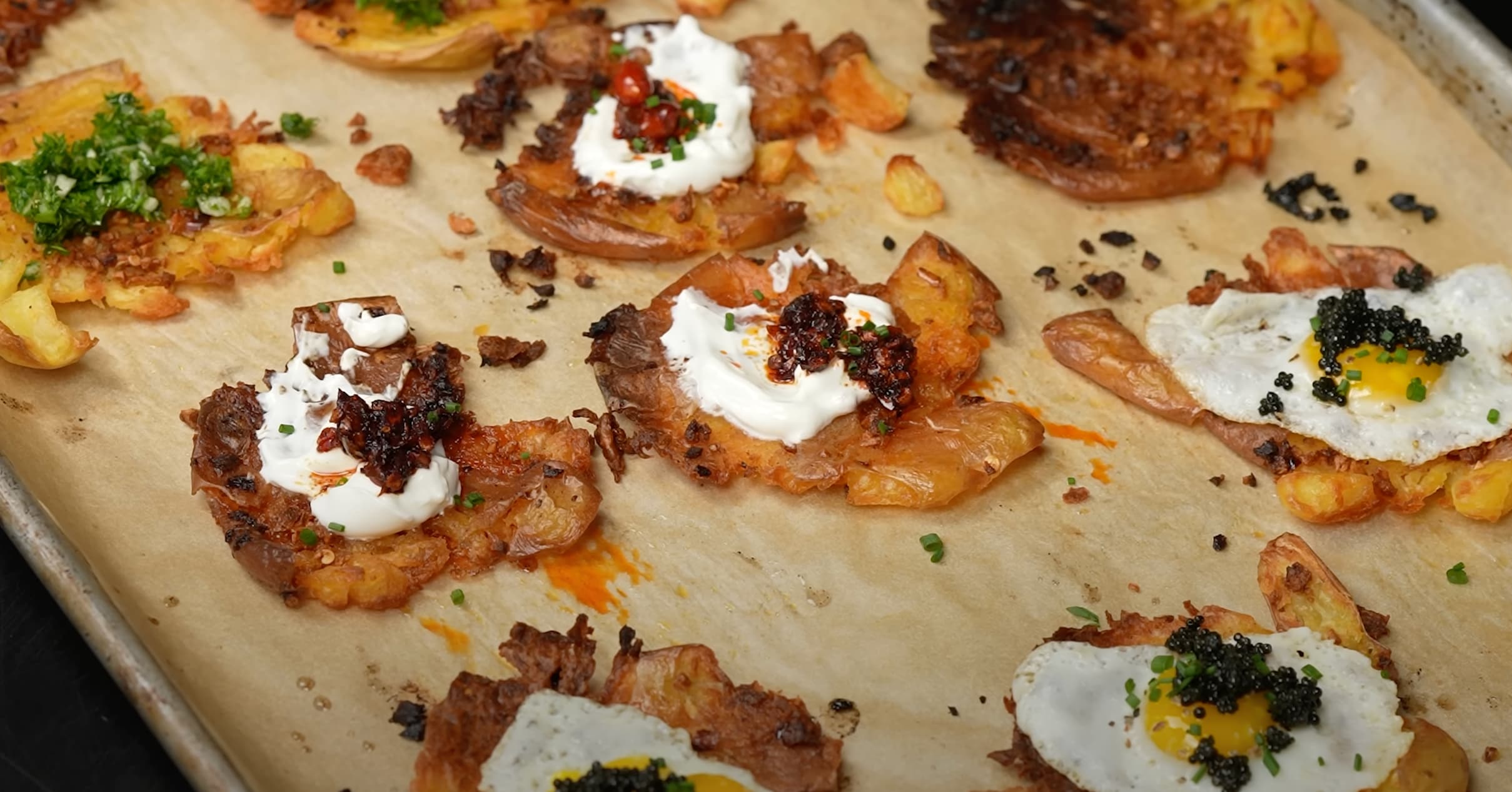 Garlic butter smashed potatoes